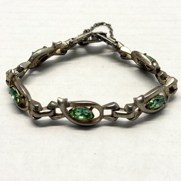 Barclay | Jewelry | Vintage Barclay Green Rhinestone Bracelet | Poshmark